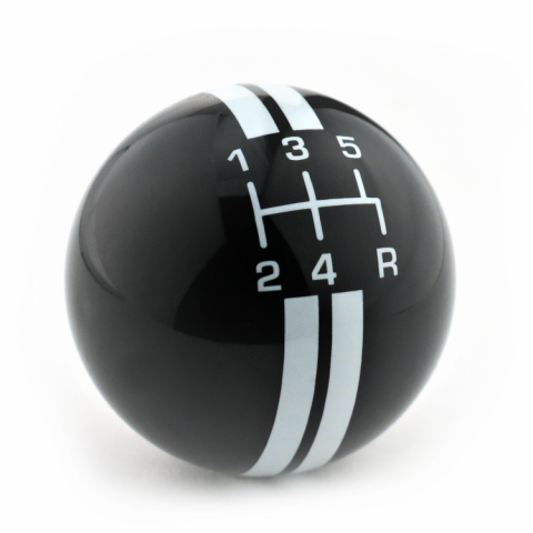 5-Speed R-Series Black Shift ball with White Racing Stripe 2-1/8", 16mm ...